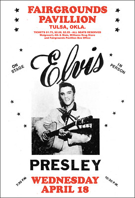ELVIS PRESLEY 1956 Tulsa Oklahoma Concert Poster Fairgrounds Pavillion ...