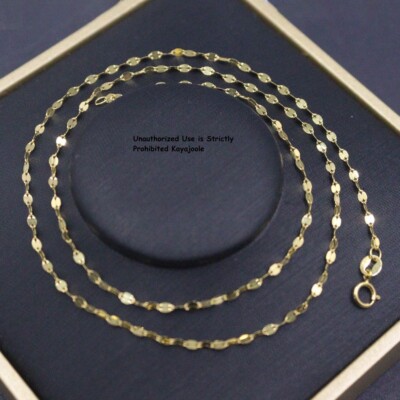 Pure 18K Yellow Gold Chain Women 1.8mm Kiss Lip Link Necklace 1.2-1.4g ...
