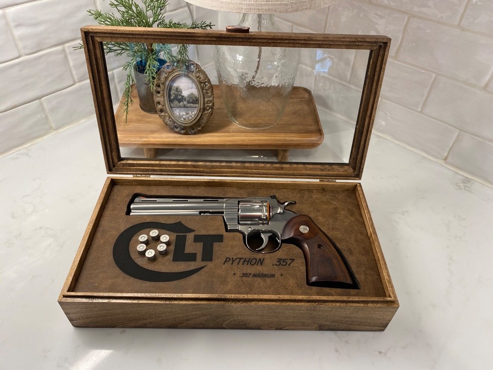 Colt Python Presentation Case Laser Engraved Lid and Interior Maple 6 ...
