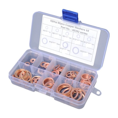 80Pcs Copper Washers Metric Crush Sealing Gasket Hose Clamp | eBay