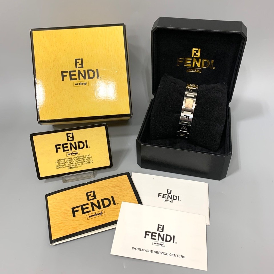 FENDI 3150L Quartz Watch Wristwatch Logo Pink Gold Women's Authentic ...