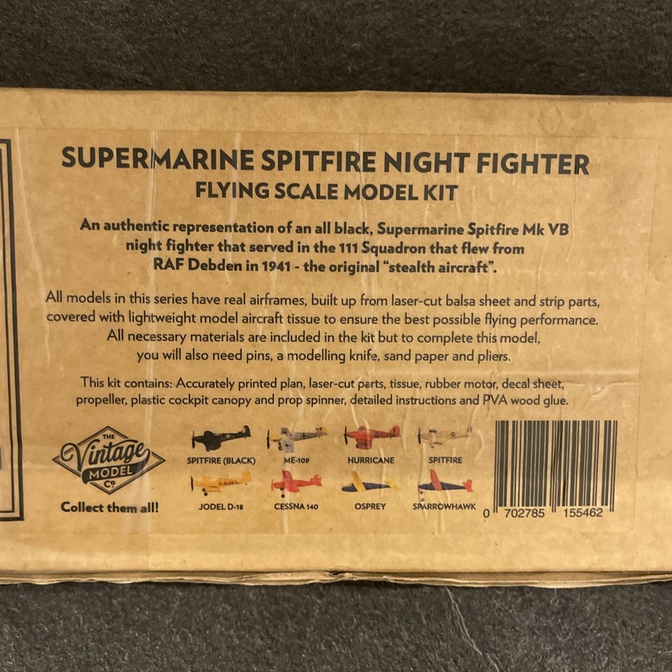 The Vintage Model Co Supermarine Spitfire Balsa Wood Flying Model Kit ...