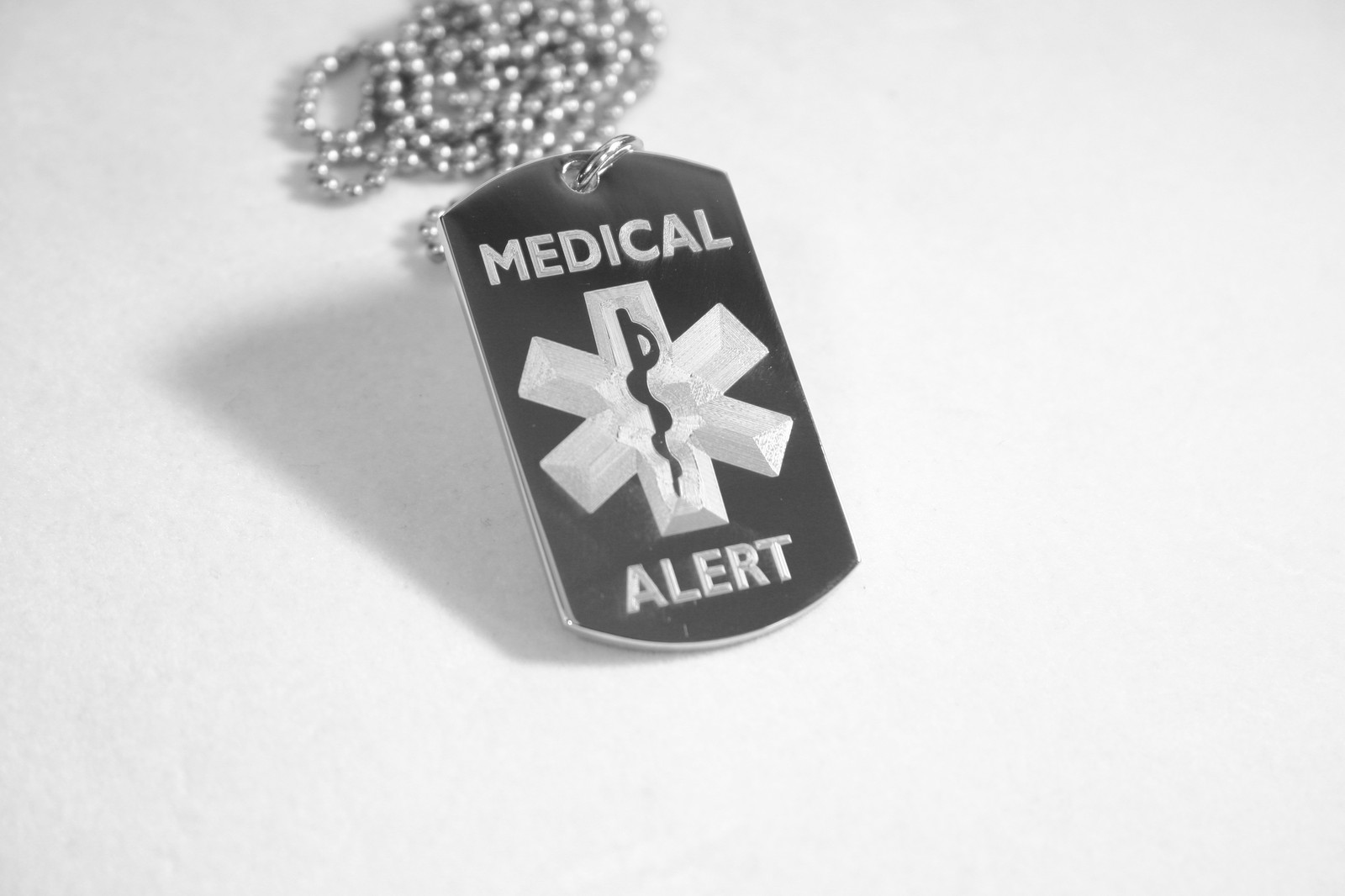 MEDICAL ALERT SILVER STAINLESS STEEL DOG TAG NECKLACE FREE ENGRAVING | eBay