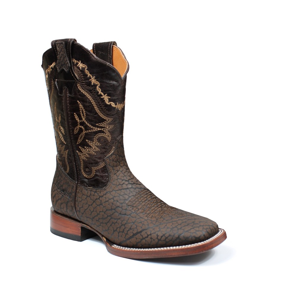 Men's Genuine Bull Neck Western Cowboy Boots Square Toe Botas Vaqueras ...