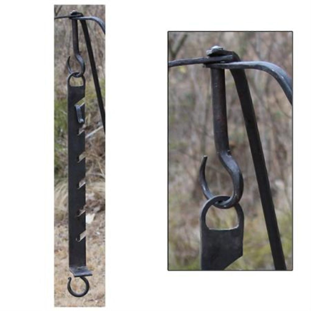 Medieval Adjustable Hand Forged Iron Cauldron S-Hook -Campfire Cooking ...