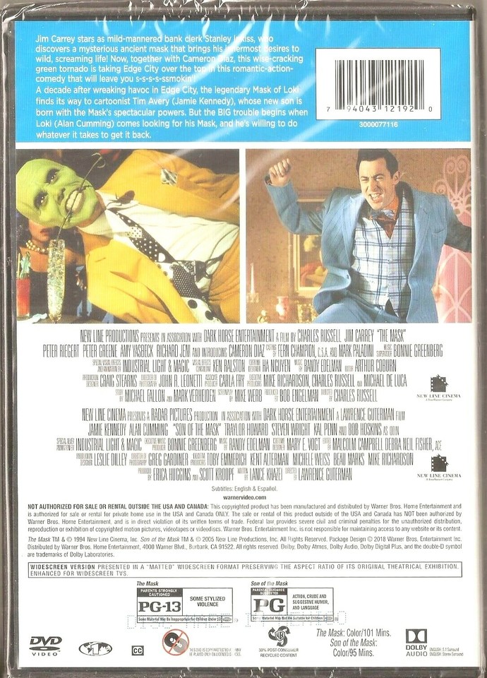 The Mask & Son 0f The Mask DVD 2 Film Movie Collection - Factory Sealed ...