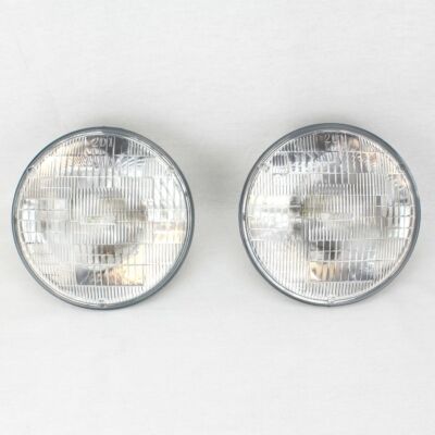 7" Halogen Sealed Beam Glass 12 Volt Headlight Head Lamp Light Bulbs Pr ...