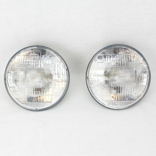7" Halogen Sealed Beam Glass 12 Volt Headlight Head Lamp Light Bulbs Pr ...