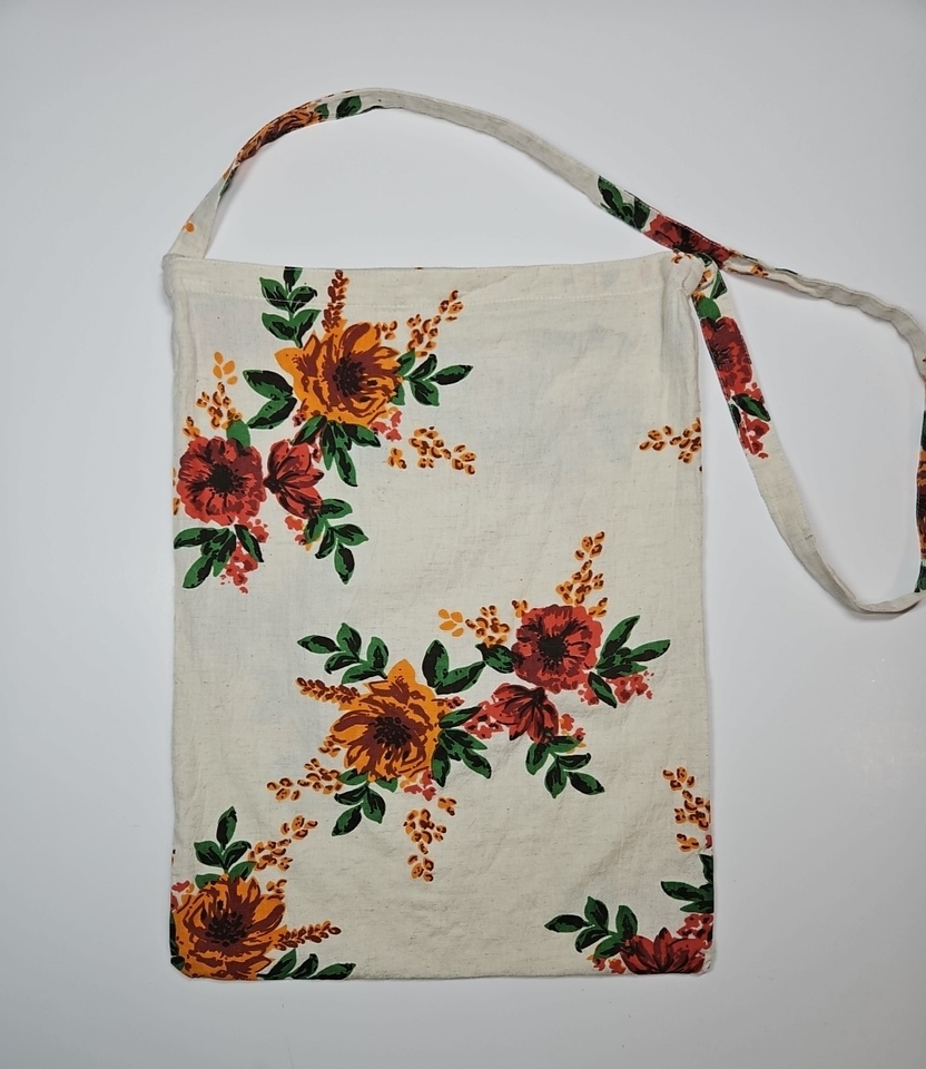 April Cornell Beige Floral Cotton Open-Top Reusable Tote Bag Shoulder ...