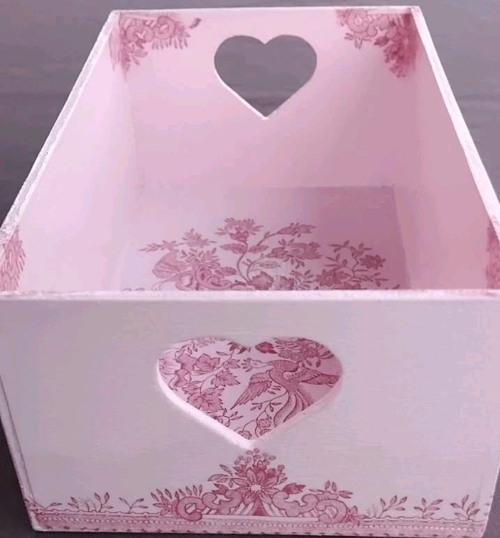 Deko Kiste/ Box, rosa mit Serviettentechnik - rosa Blüten, Vögel | eBay.de