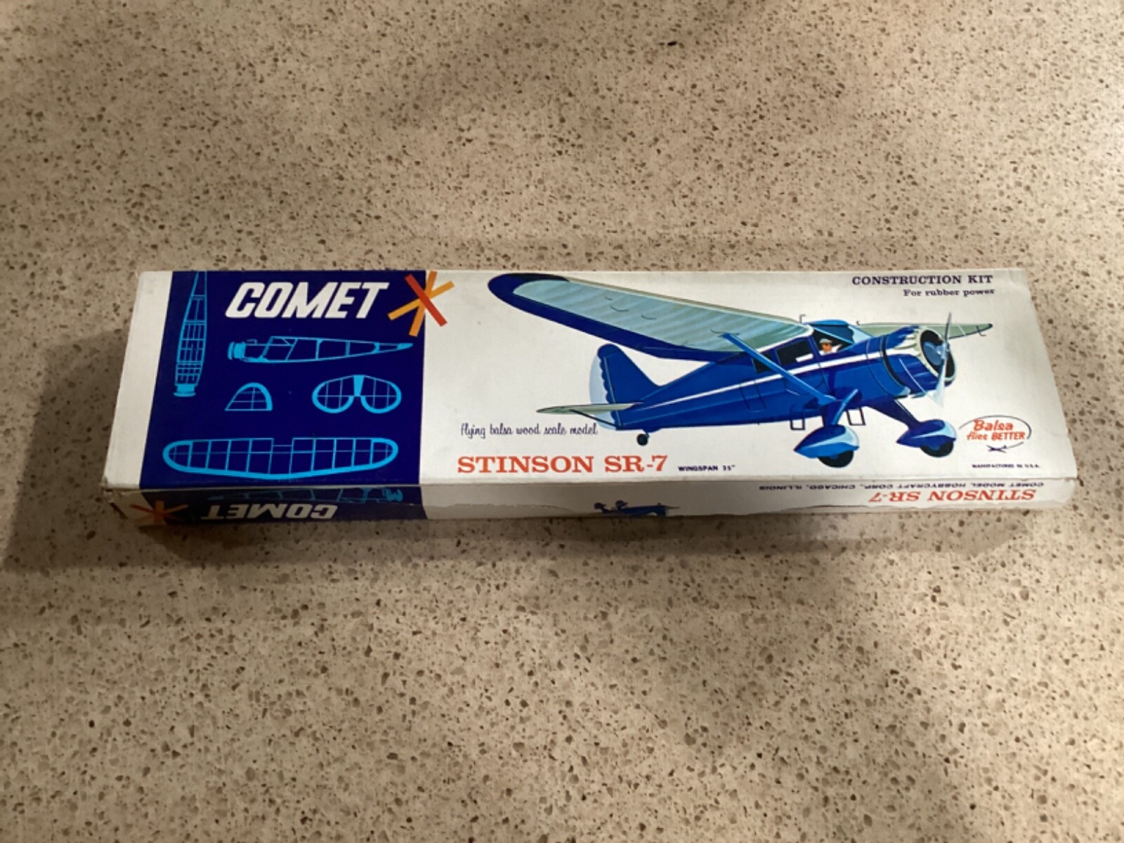 VINTAGE Comet Stinson SR-7 Balsa Wood Airplane 25” Wingspan #3209 | eBay