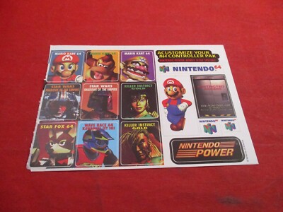 Nintendo Power N64 Controller Pak Sticker Sheet Mario Kart Star Wars ...