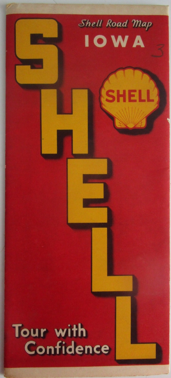 Vintage 1937 SHELL Iowa Road Map by H. M. Gousha | eBay