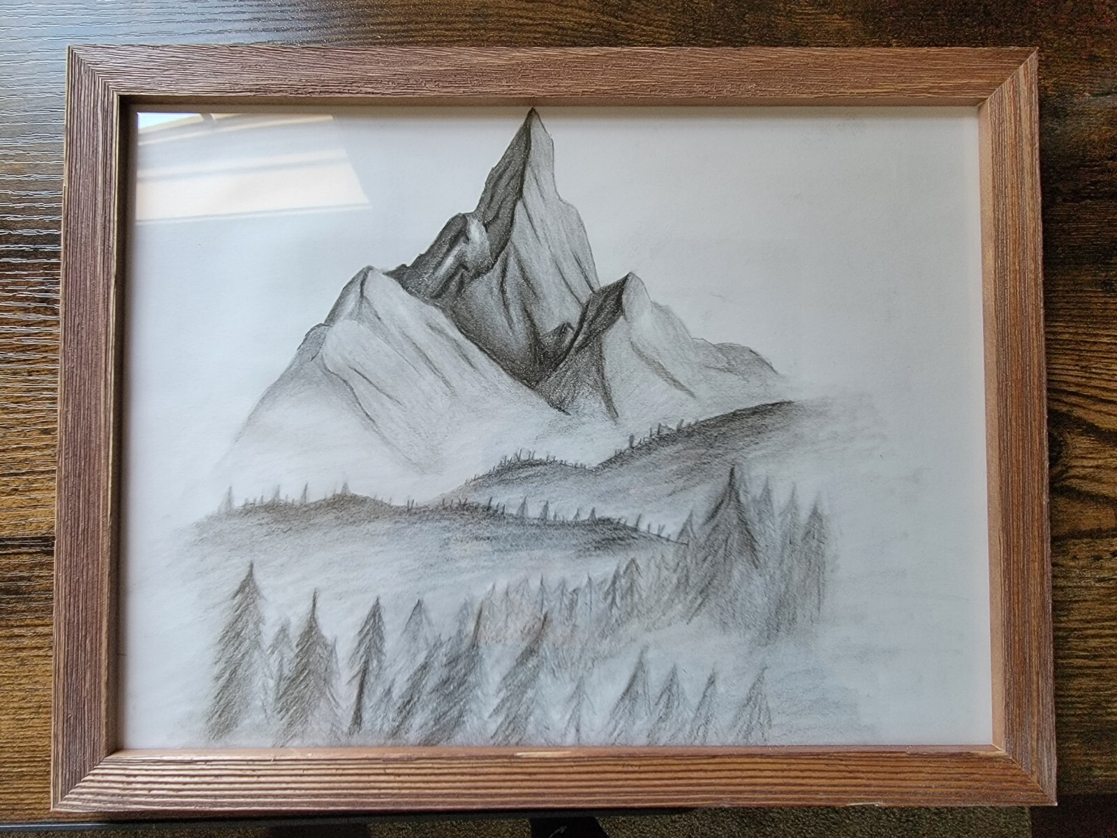 Vintage Art Framed Mountain Landscape Pencil Drawing Photo Frame | eBay