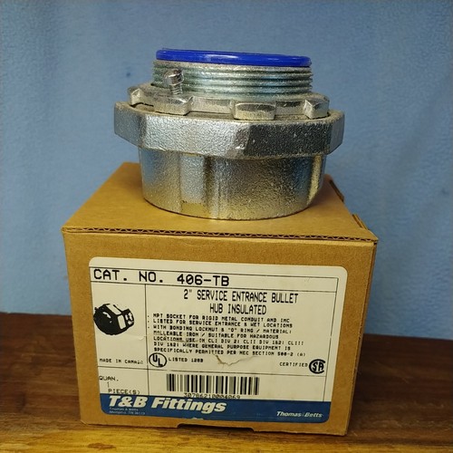 (1) T&B 2" Service Entrance Bullet Hub Insulated NOS Malleable Iron cat ...