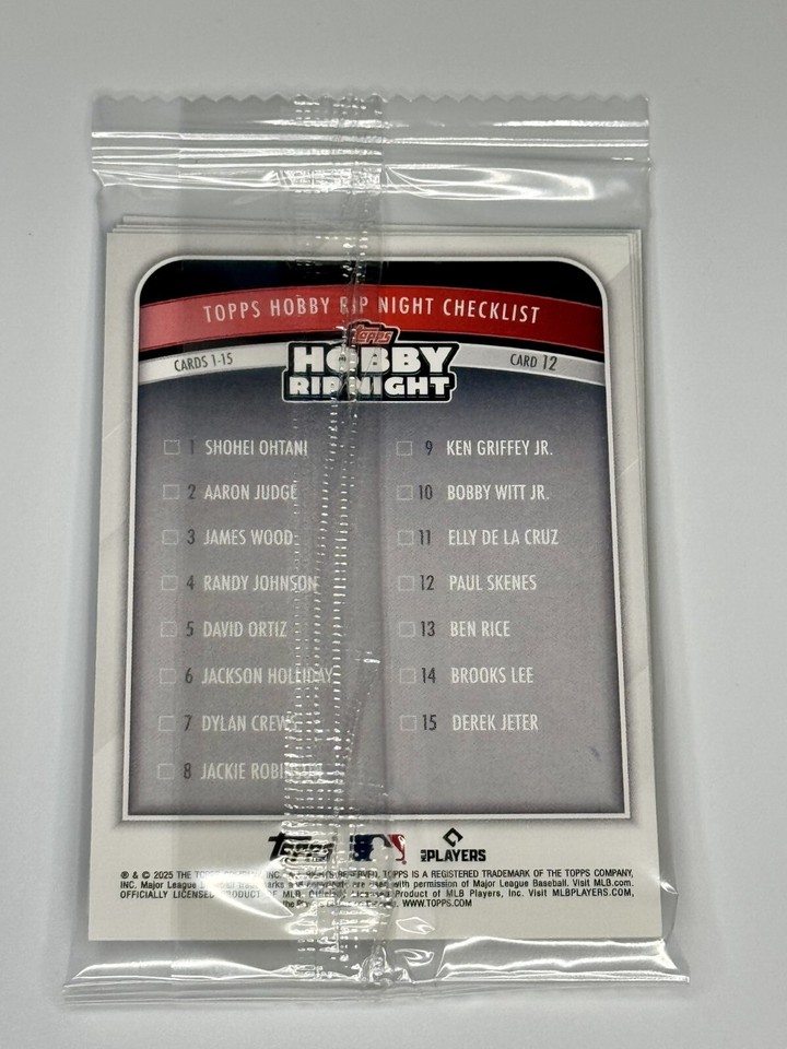2025 Topps Hobby Rip Night Pack - Bobby Witt Jr Front / Paul Skenes ...