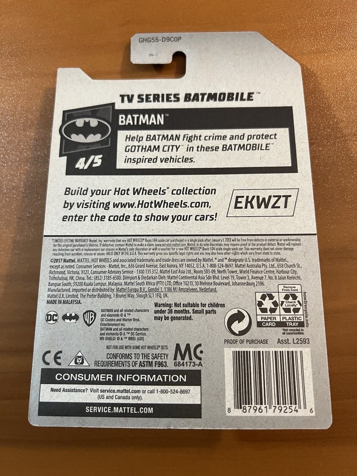 Hot Wheels BATMAN CLASSIC TV SERIES 1966 BATMOBILE Pink Kroger ...