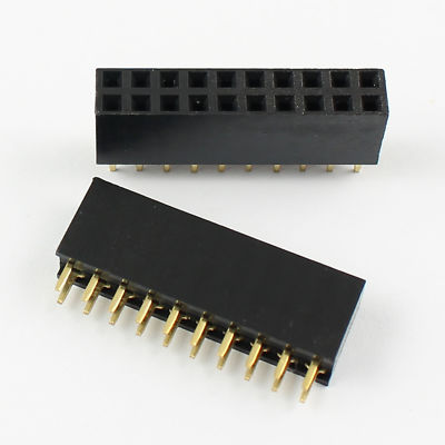 100Pcs 2.54mm Pitch 2x10 Pin 20 Pin Female Double Row Straight Pin ...