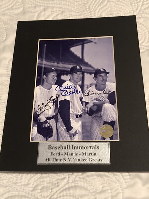 Billy Martin ,Mickey Mantle,Whitey Ford Signed 5x7 Photo In A 8x10 Matt ...