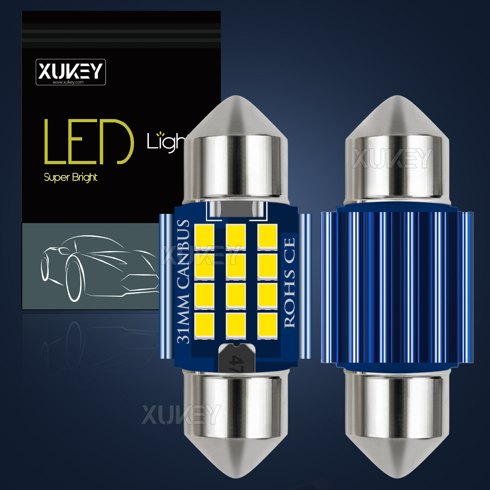 4x 2016-SMD 31MM/30MM FESTOON LED INTERIOR DOME MAP LIGHT BULB GLOBE ...