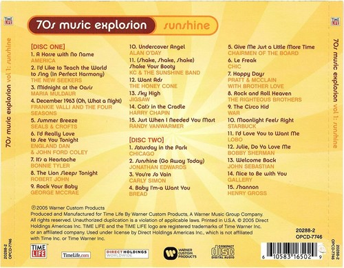 Time Life 70s Music Explosion Sunshine by Various Artists 2 CD Set 30 ...