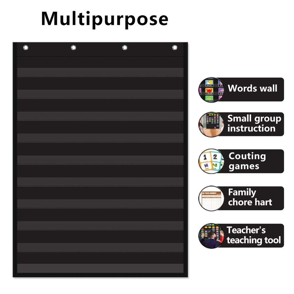 Standard Pocket Chart Clear 10 Pockets Chart for Classroom & Home Heavy Duty ... | eBay