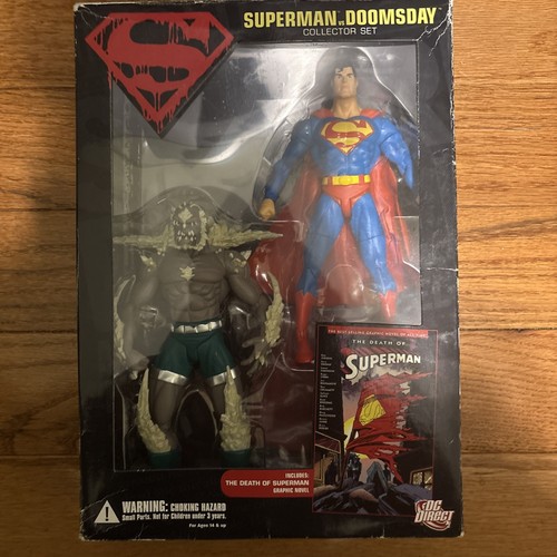 NIB 2007 DC Direct Superman vs Doomsday Action Figure Collector Set w ...