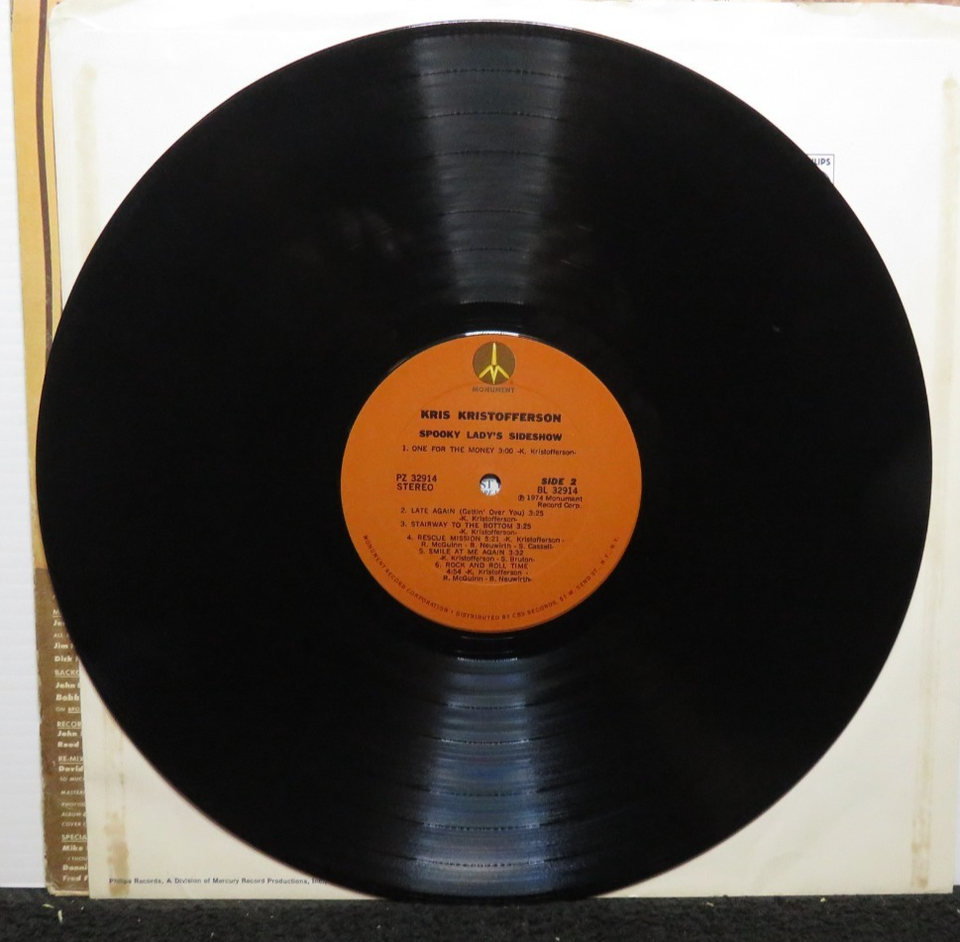 KRIS KRISTOFFERSON SPOOKY LADY'S SIDESHOW (VG+) PZ-32914 LP VINYL ...