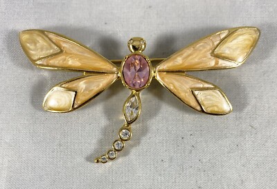 Kenneth Jay Lane KJL Dragonfly Brooch Rhinestone Enamel | eBay