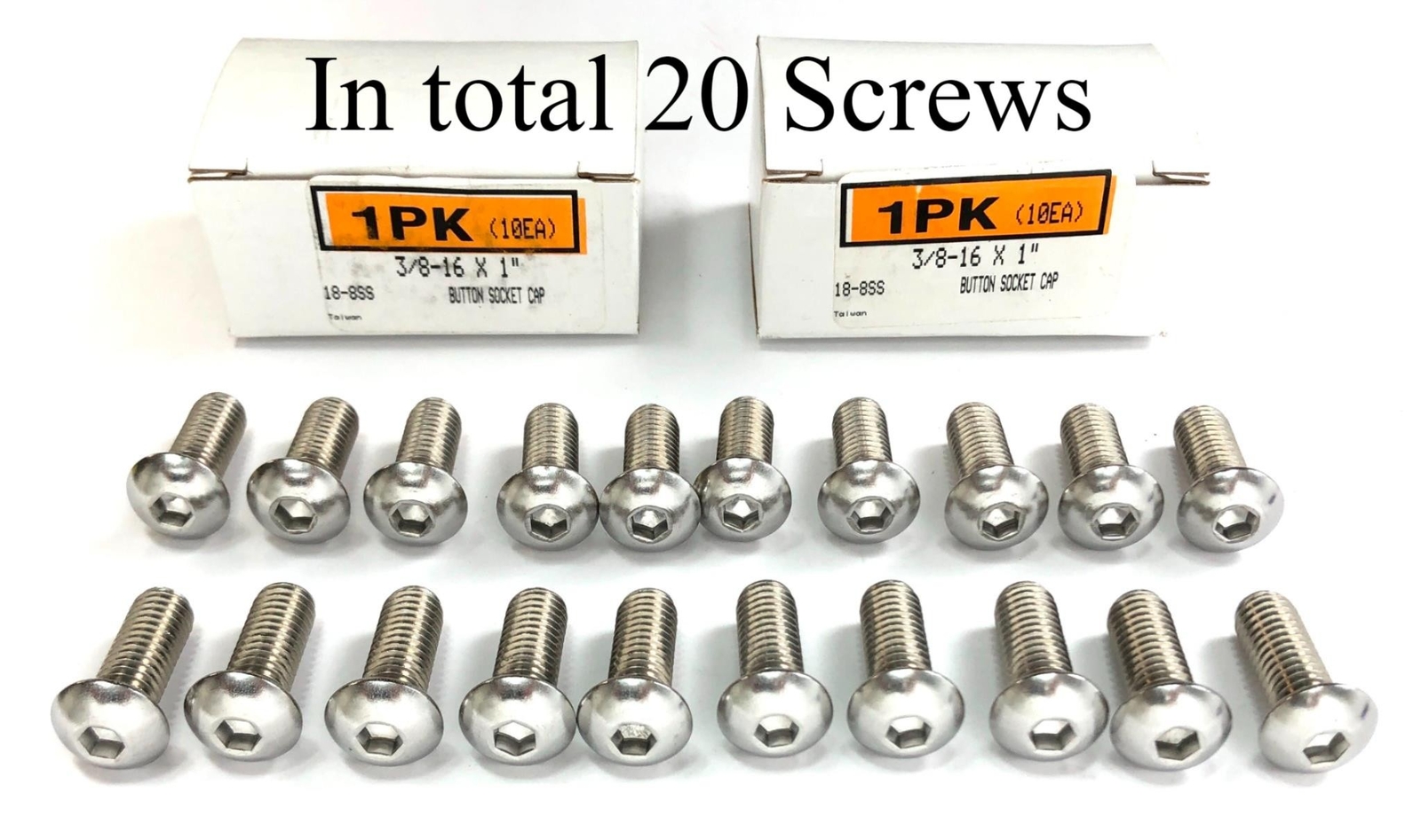 18-8SS Stainless Steel Button Socket Cap 3/8-16 x 1 inch 20 Sockets in ...