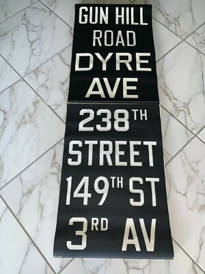 IRT NY NYC SUBWAY ROLL SIGN GUN HILL ROAD BRONX DYRE 3 AVENUE MANHATTAN ...