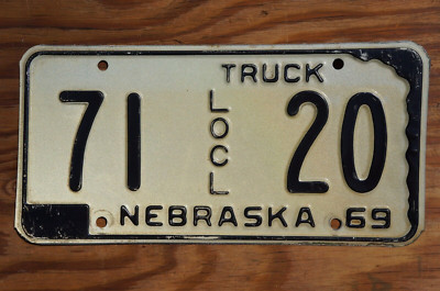 1969 Nebraska LOCAL License Plate # 71 - 20 | eBay