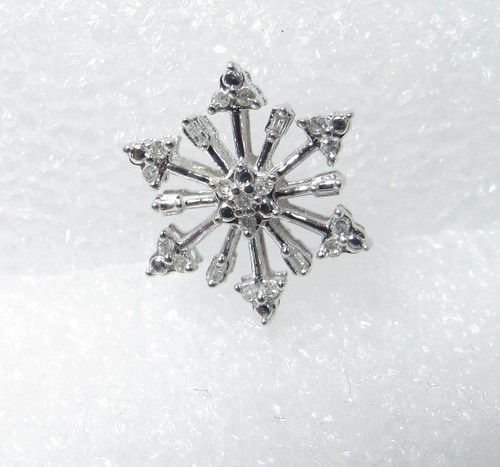 SOLID 10K WHITE GOLD SNOWFLAKE PENDANT W / 18 NATURAL DIAMONDS | eBay