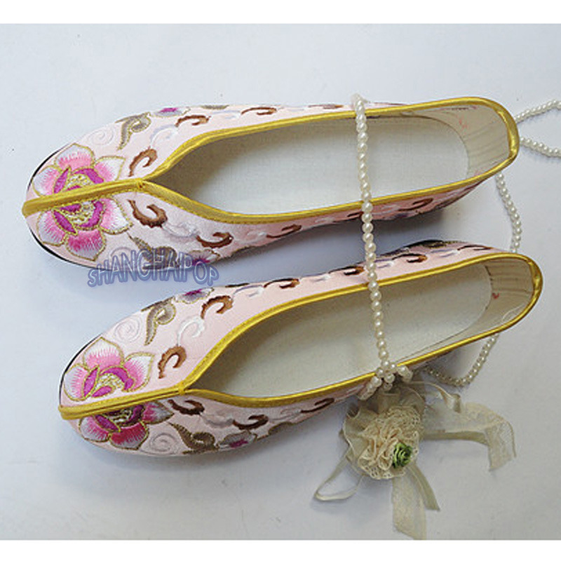 Women Floral Ballerina Slipper Ballet Chinese Slip On Shoe Flat ...