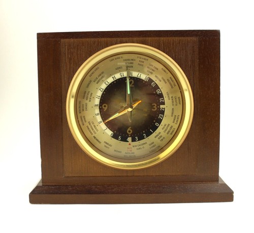 Vintage Bulova Executive Wooden World Time Clock - Tested | eBay