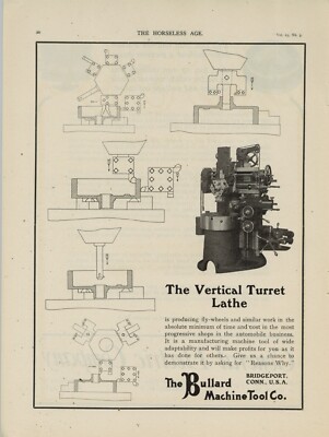 1909 Bullard Machine Tool Co Ad: Vertical Turret Lathe - Bridgeport ...