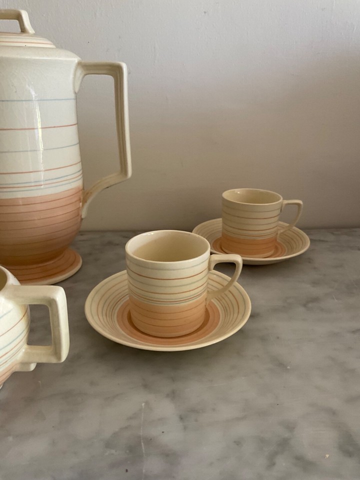 Art Deco Sam Talbot Grays Pottery Coffee Set Service Coffee Pot Cups ...