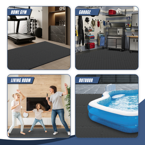 6 Pcs Black Exercise Mat Puzzle EVA Foam Mat Floor Tiles Home Gym Yoga ...