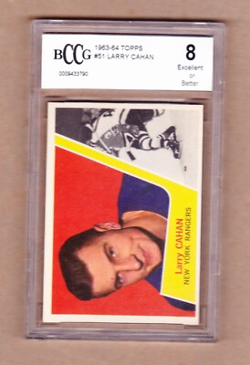Larry Cahan 1963-64 Topps graded 8 card #51-NY Rangers BCCG | eBay