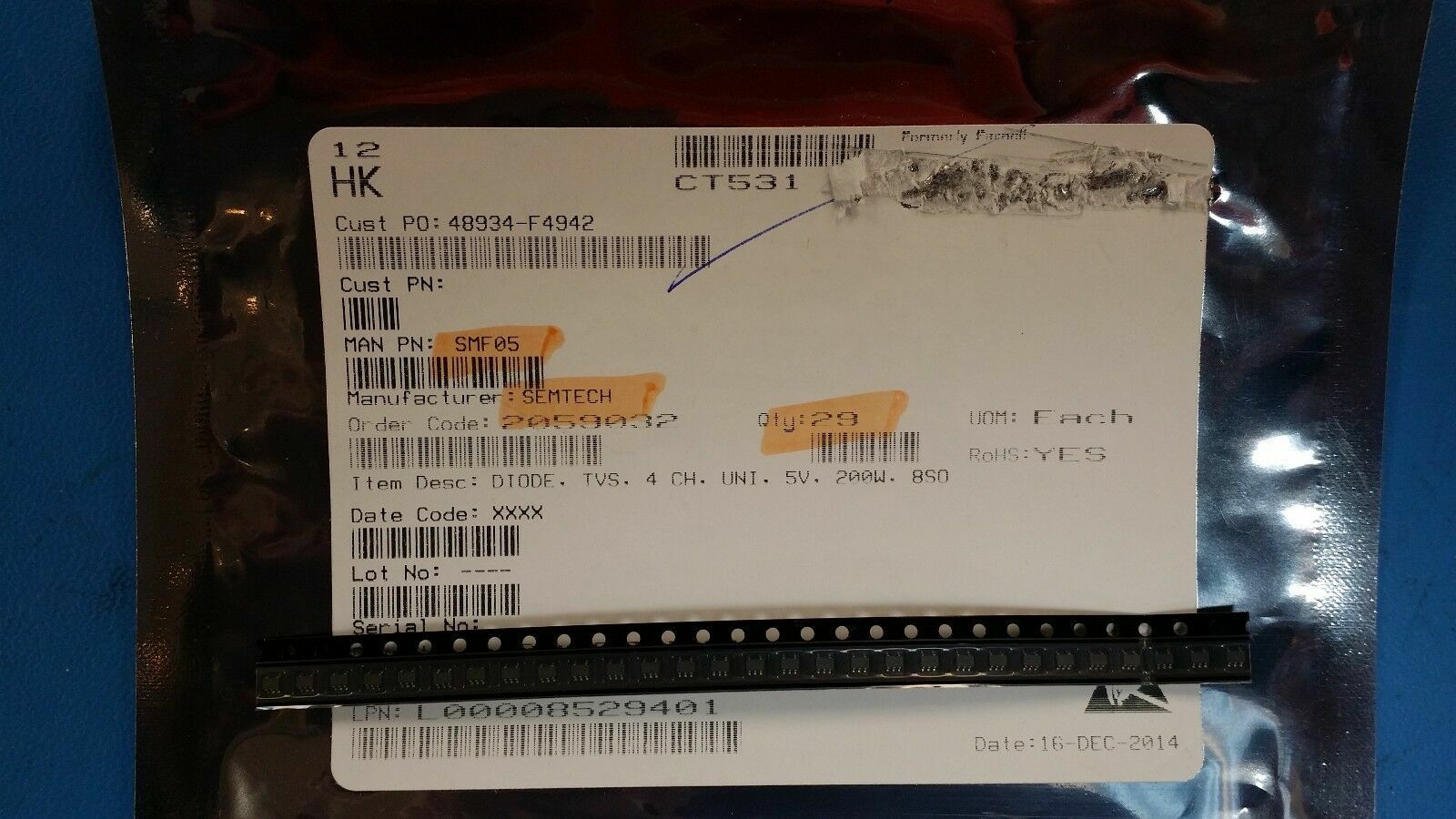 SMF05, Semtech, TVS Diode, 4 Channel, 5V, 200W, SO8, Lot of 2 | eBay