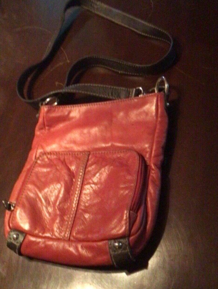Tignanello red leather crossbody handbag | eBay
