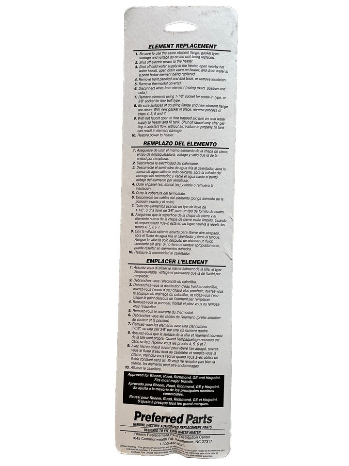 Rheem Water Heater Element SP10552MH Resistor Element 240V/4500W ...