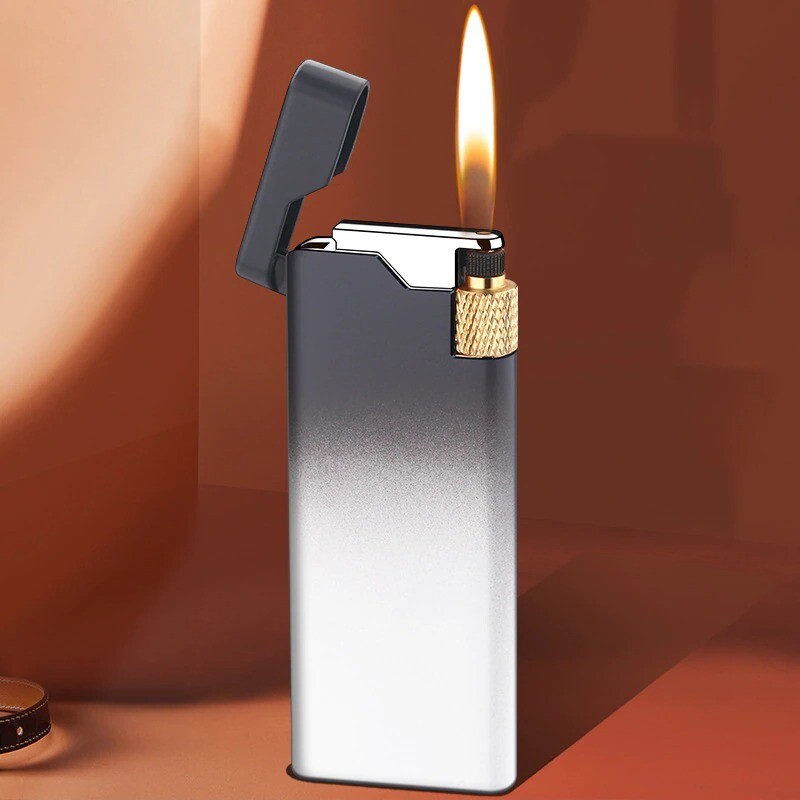 Metal Slim Wheel Lighter Gadgets Mini Cigarette Lighter Butane Gas Open ...