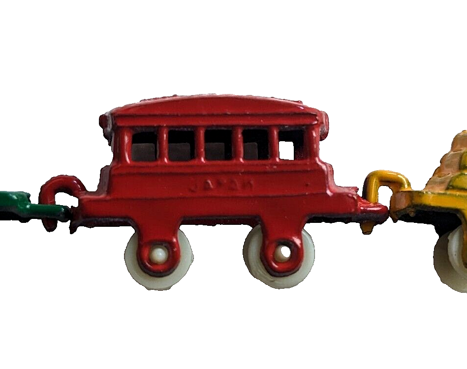 Vintage Miniature METAL TOY TRAIN SET Made Japan Small Working Wheels ...