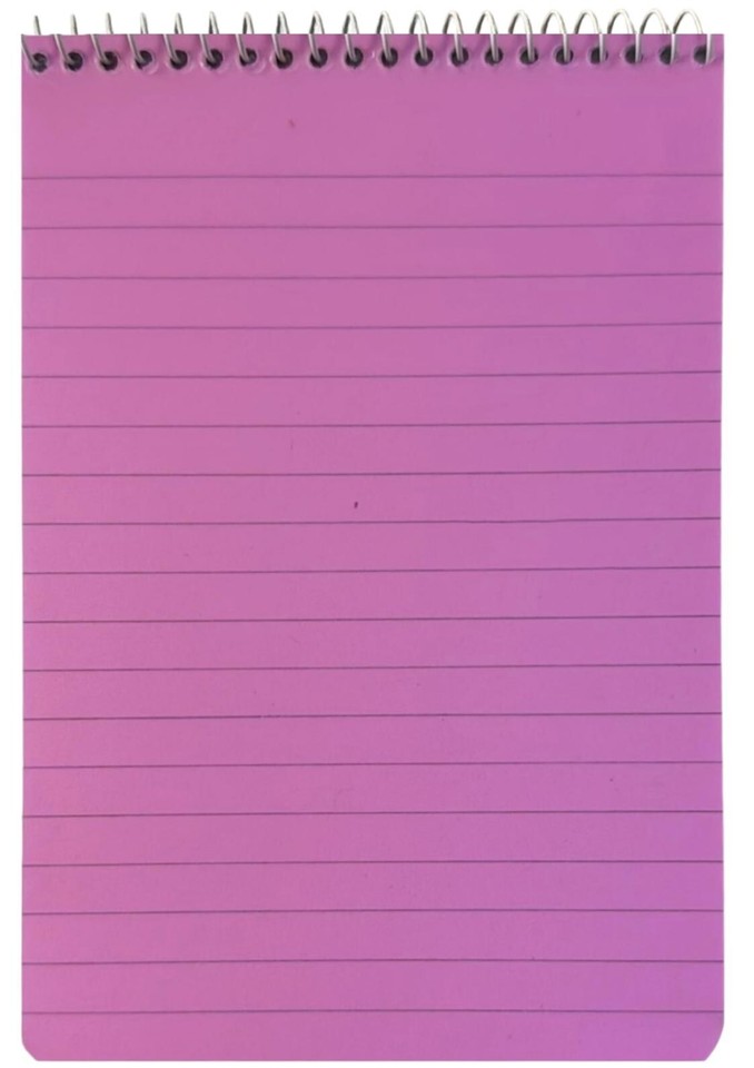 6 Neon NOTE PADS Neon Spiral Bound Ruled Lined 100x150mm Plastic Cover ...