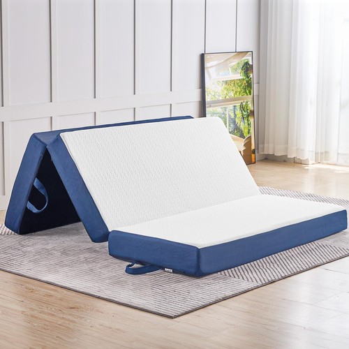 Folding Mattress Queen Size,4 inch Memory Foam Tri Portable Trifold ...
