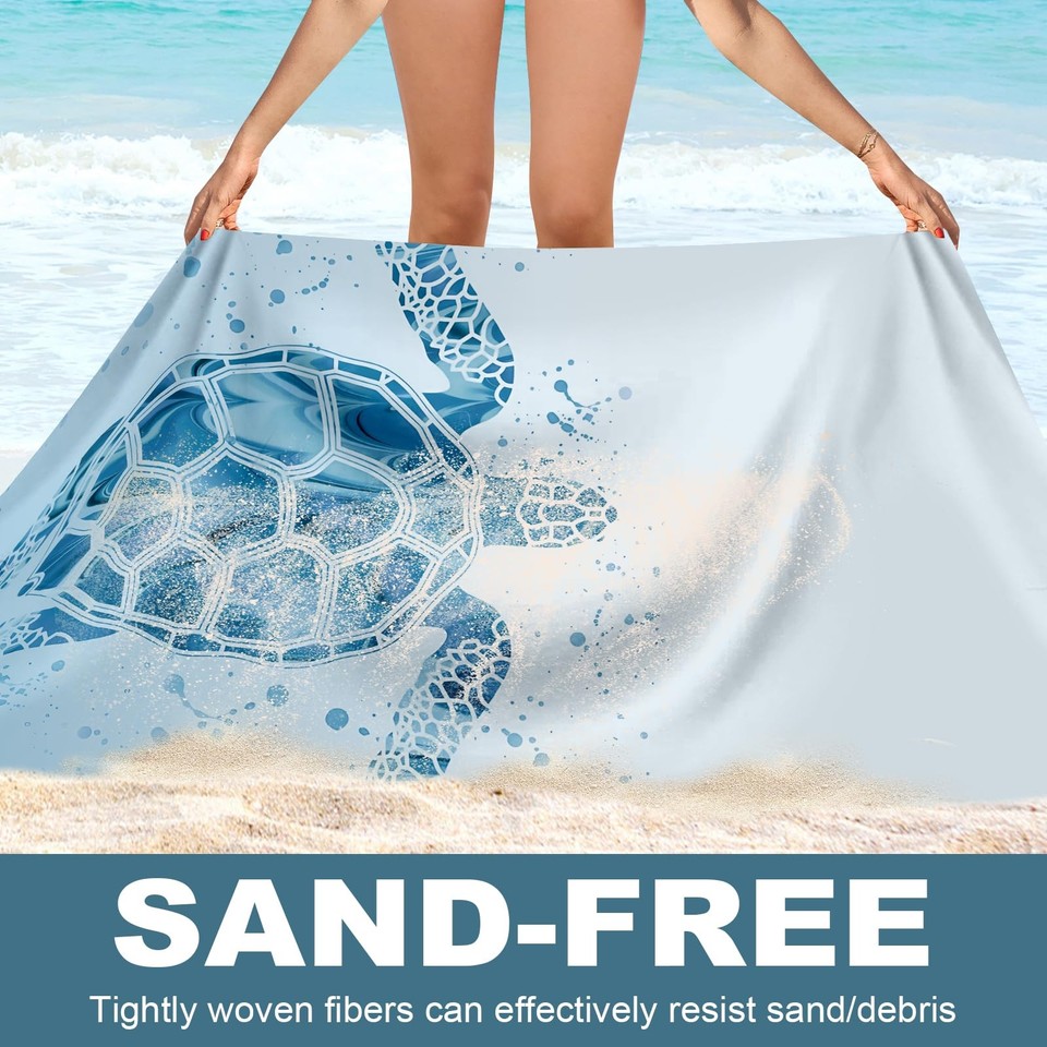 2 PCS 71x32 Beach Towel, Turtle, Whale, Oversized, Quick Dry, Camping ...