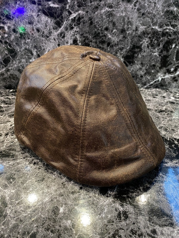 Boston Scally Company SCRAPYARD Brown Faux Leather Cap Size XL | eBay
