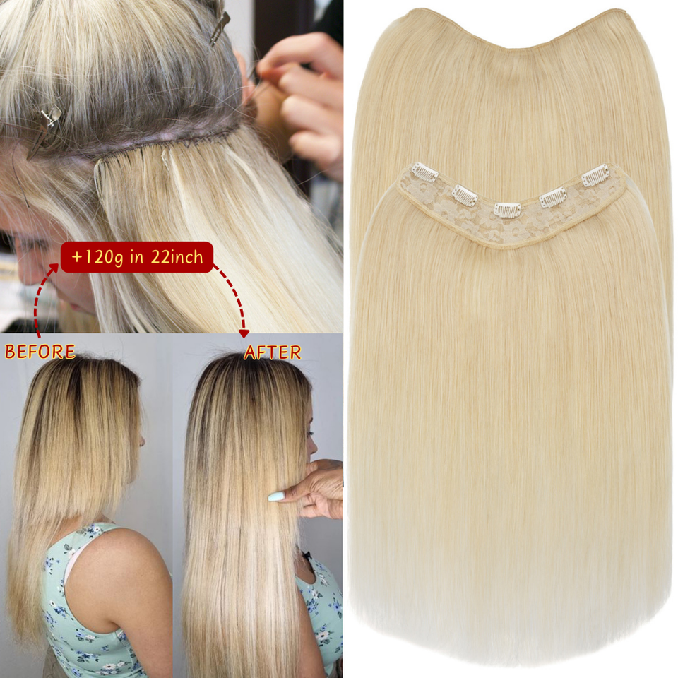 V-Part 22" One Piece U Shape THICK Clip in 100% Real Remy Human Hair ...