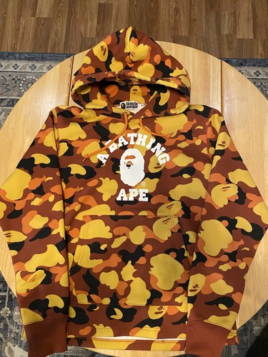 BAPE College logo pullover hoodie camo yellow red orange A Bathing Ape ...